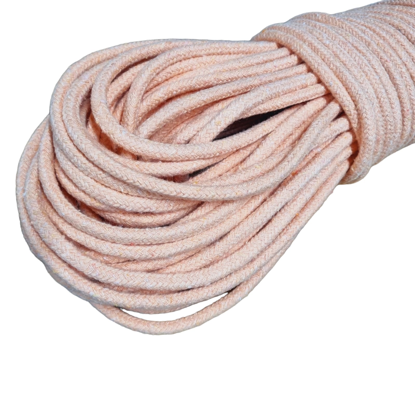 Corda Trançada de Algodão 8mm Rolo Com 50 metros -Cor: Salmão – Joay Cordas