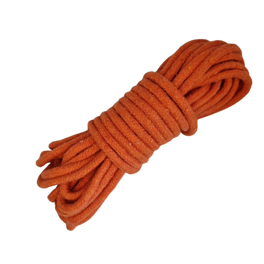 Corda Trançada de Algodão 8mm Rolo Com 50 metros -Cor: Laranja Forte ...